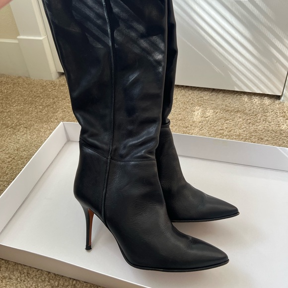 Hugo Boss | Shoes | Hugo Boss Leather Boots Black Heels | Poshmark